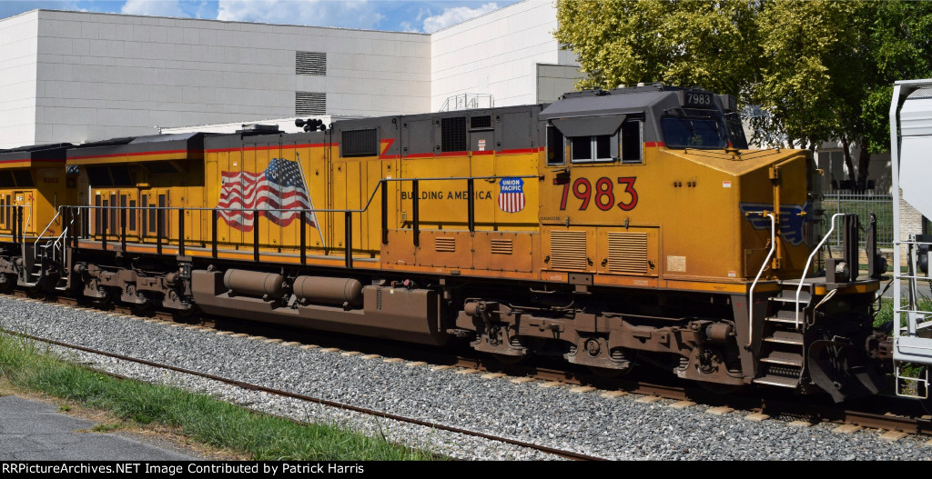 UP 7983 C45ACCTE trails UP 8202 C45AH with a manifest northbound on CSX through Cartersville Ga ...